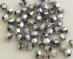HCR31 3mm - Crystal Bicone - Crystal Metallic Silver - Halfpenney's Beads