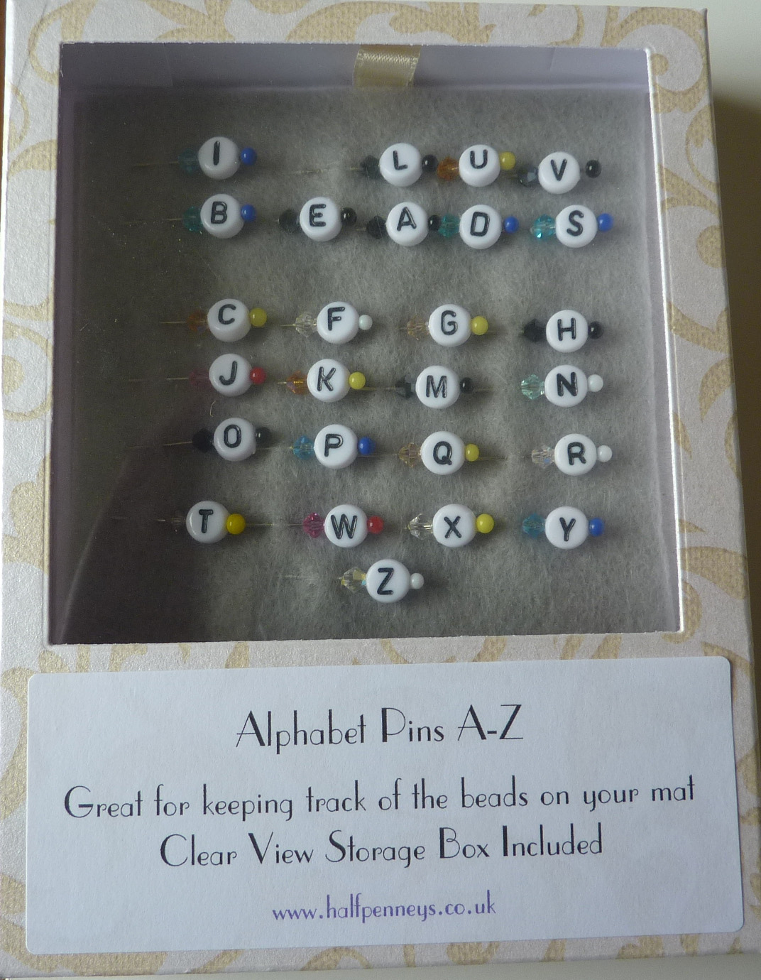 Alphabet Pins A-Z - White - Halfpenney's Beads